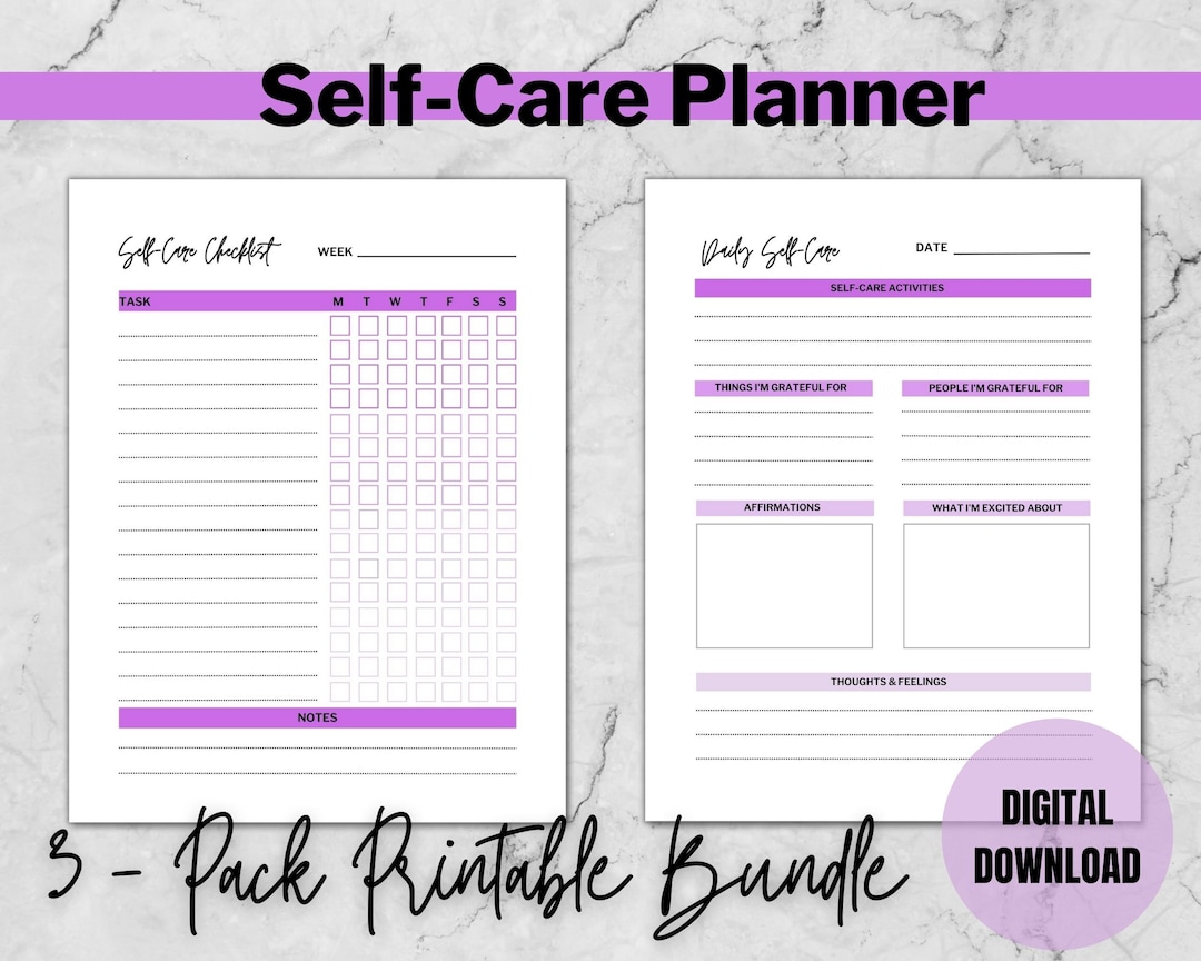 Self Care Checklist, Self-care Planner, Selfcare Journal Tracker ...