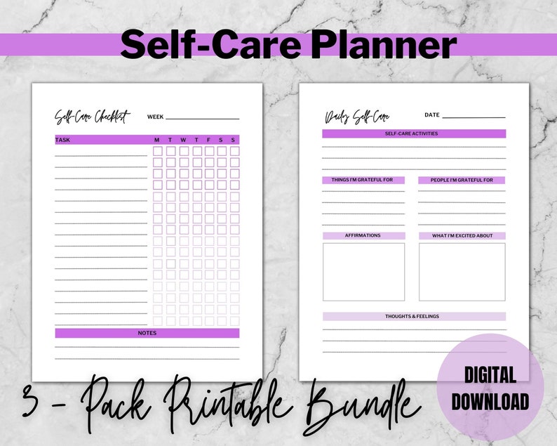 Self Care Checklist Self Care Planner Selfcare Journal Etsy