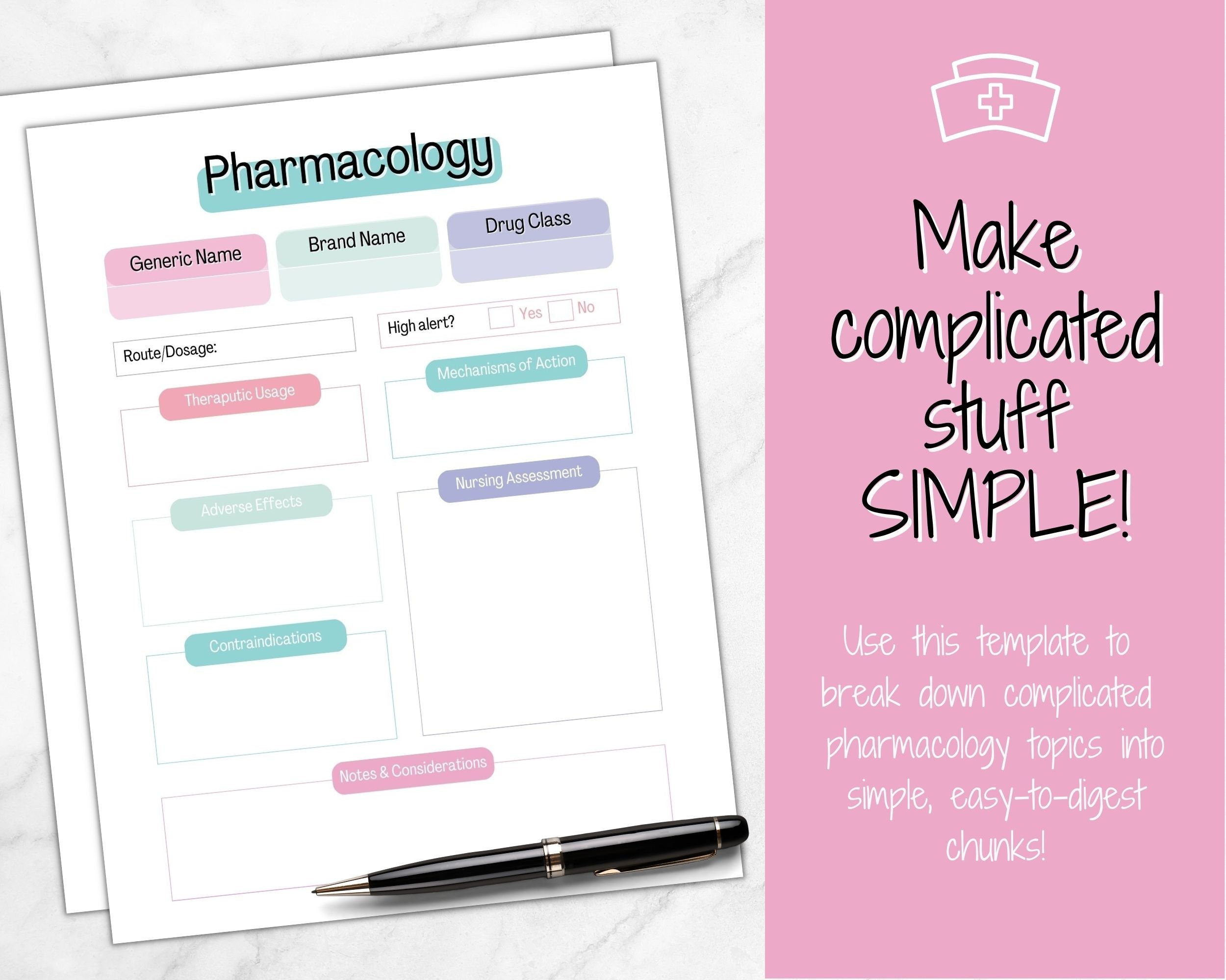 Nurse Student Study BUNDLE, Printable Nursing Notes, Concept Map ...