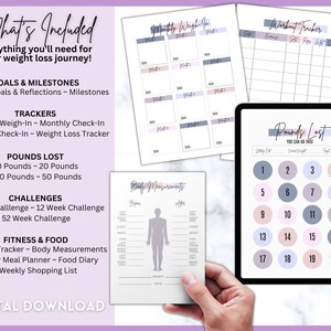 Weight Loss Tracker, Weightloss Journal, Fitness Planner Printable ...