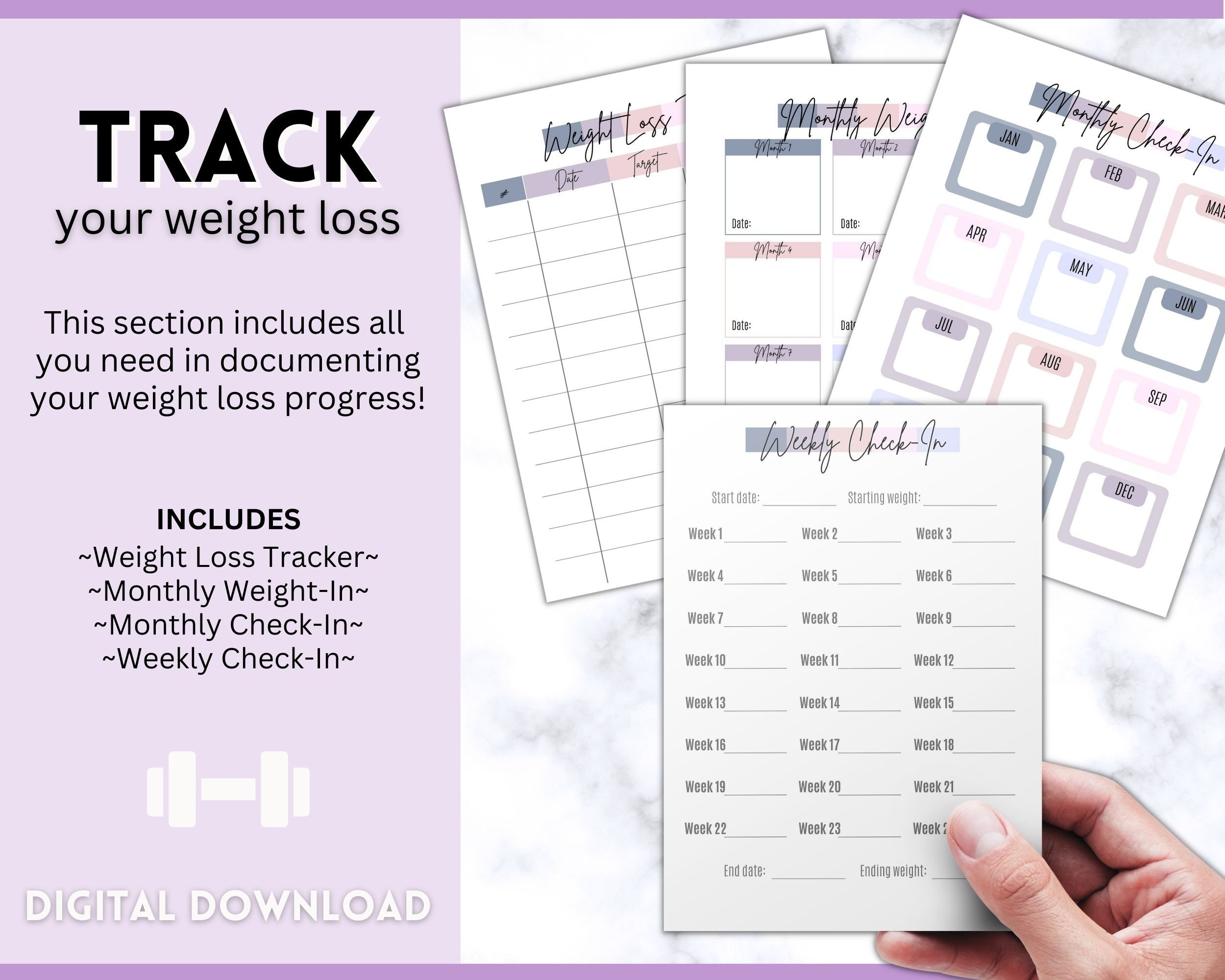 Weight Loss Tracker Weightloss Journal Fitness Planner - Etsy