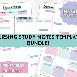 Nurse Student Study BUNDLE, Printable Nursing Notes, Concept Map ...