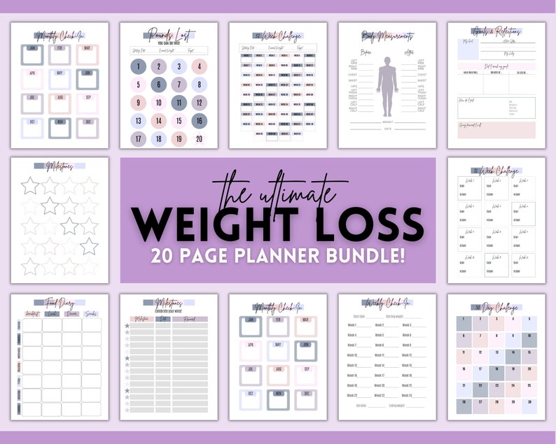 Weight Loss Tracker Weightloss Journal Fitness Planner - Etsy