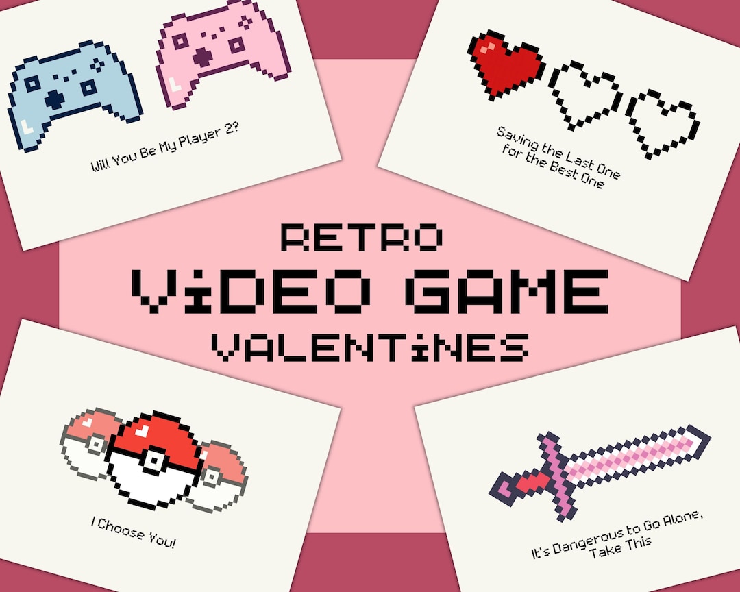 Retro Video Game Valentines Cards, Pixel Valentines, Valentines Cards ...