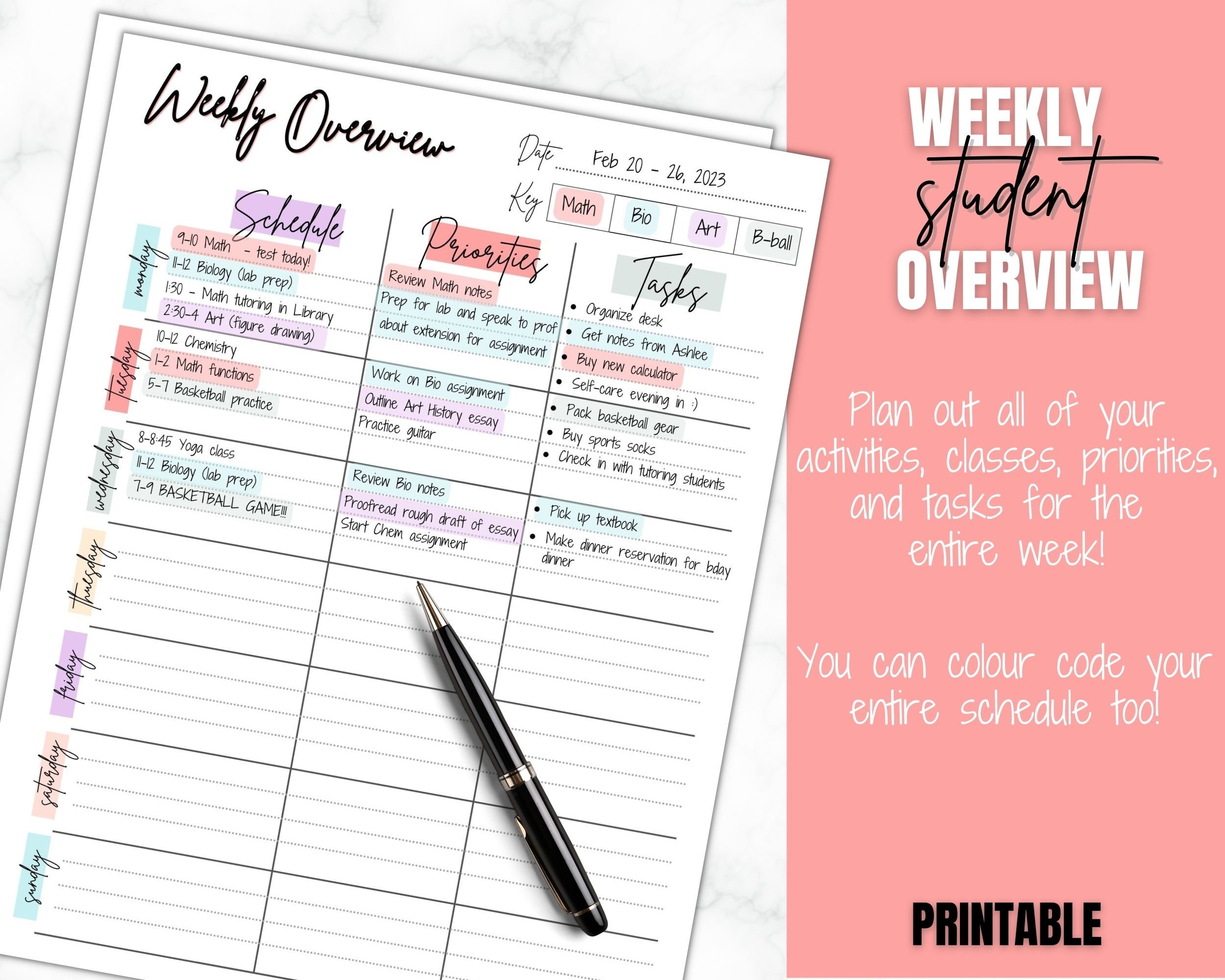 Ultimate Student Planner Bundle, Printable Weekly Schedule, Essay ...