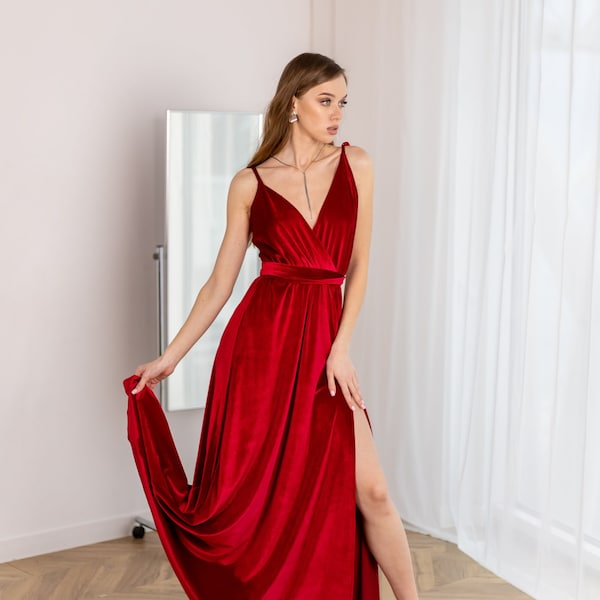 Red Velvet Dress - Etsy