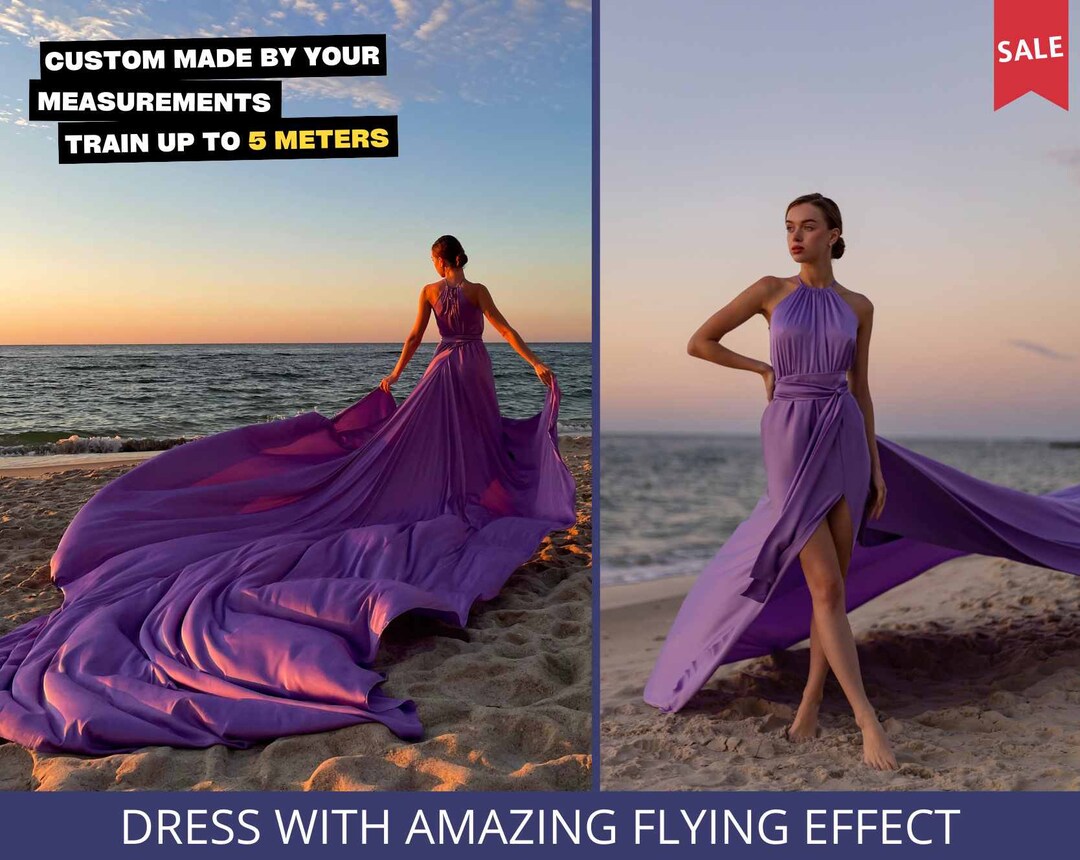 Flying Dress for Photoshoot Long Train Photoshoot Dress Flyaway Dress ...
