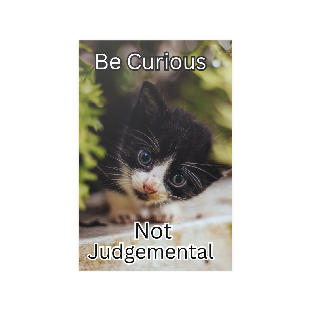 Poster Be Curious Not Judgmental Cat Kitty Motto Saying Words to Live ...