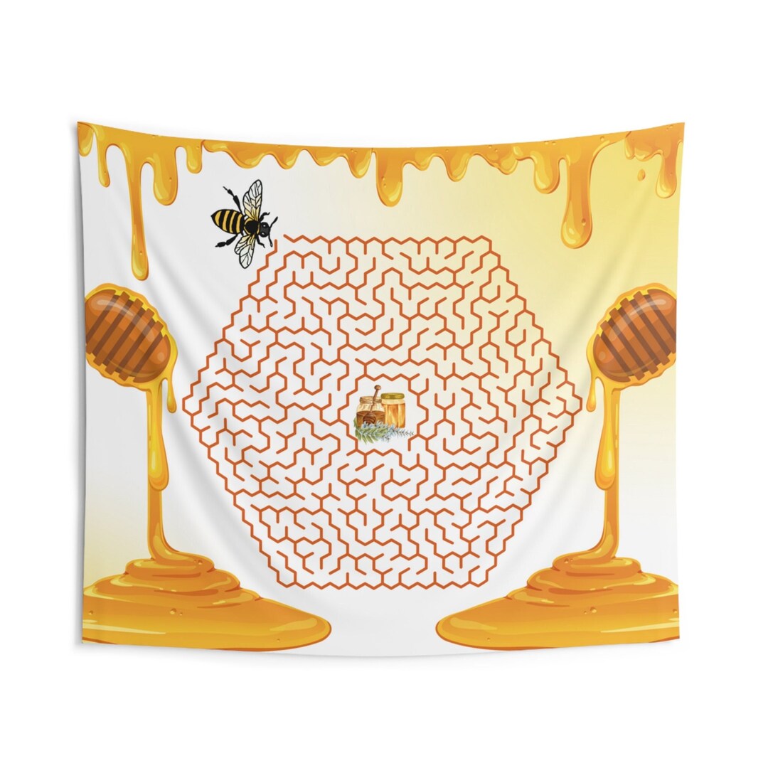 Bee Maze Tapestry, Honeycomb Labyrinth Home Wall Decor, Interactive ...