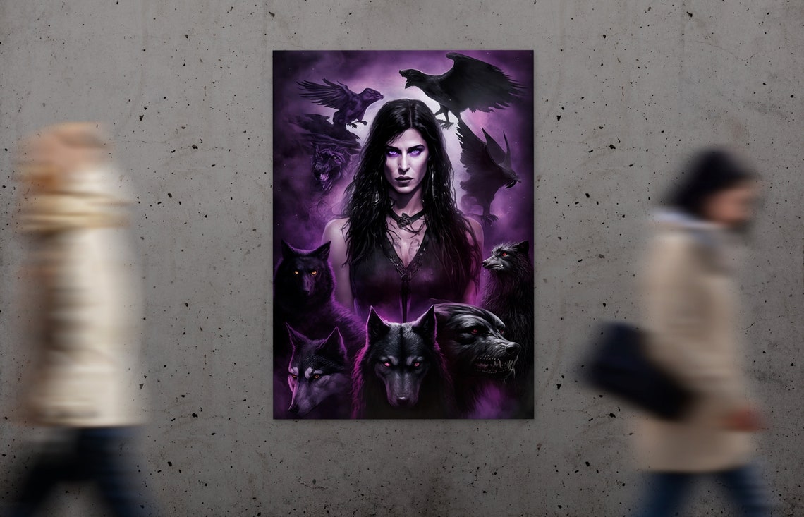 Goth Girl Horror Art, Printable Dark Poster, Gothic Home Decor, Digital ...