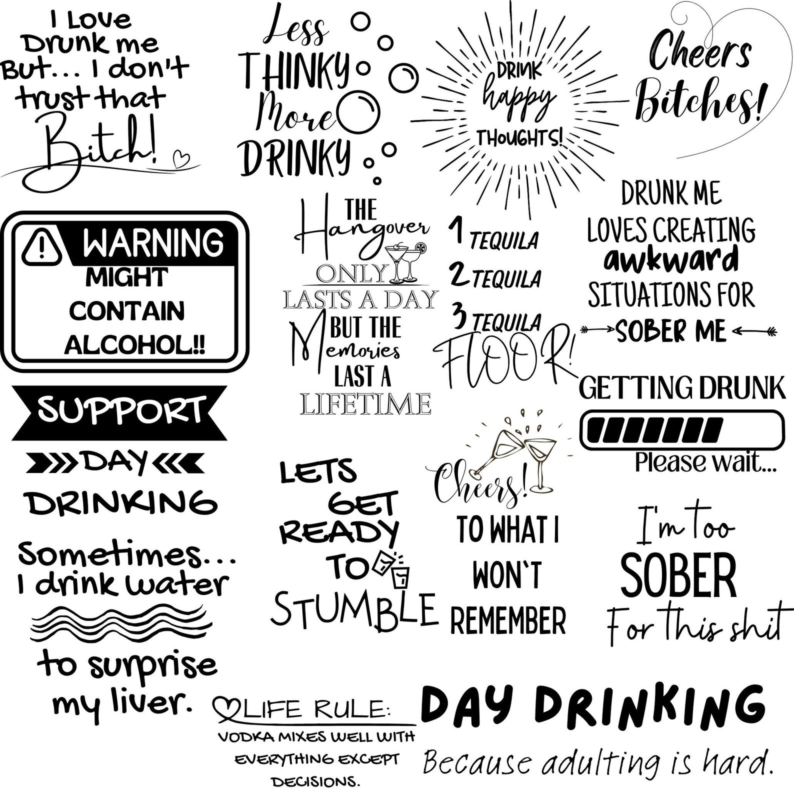 Drinking Quotes Bundle PNG Download - Etsy