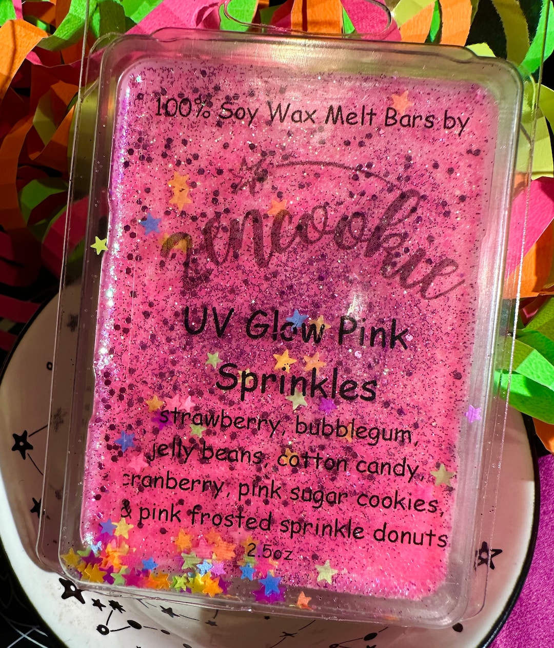 UV Reactive Glow Pink Sprinkles Soy Wax Melt Strawberry Bubblegum Jelly ...