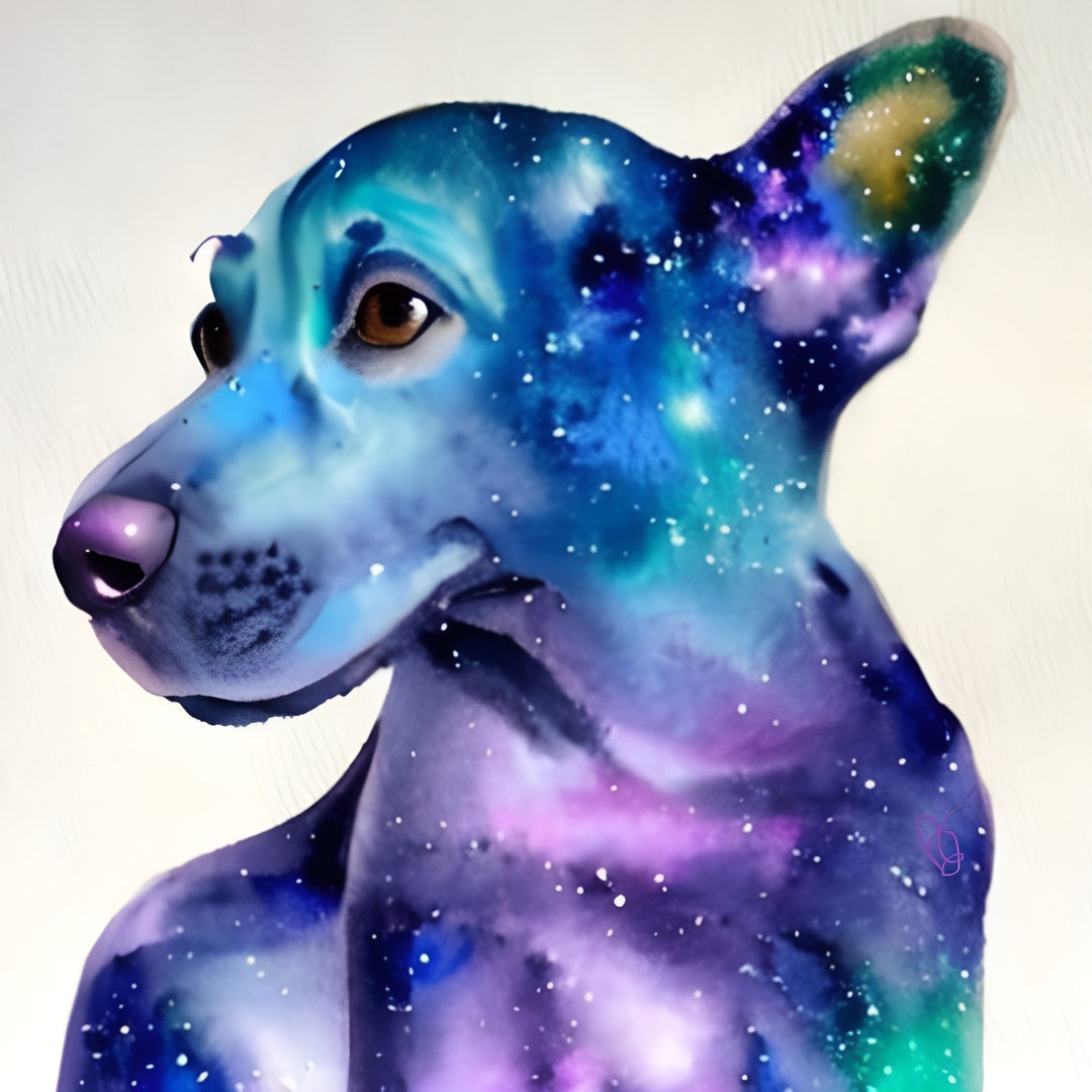 Galaxy Watercolor Print Heeler Corgi Puppy Dog Pet Portraits Cute ...