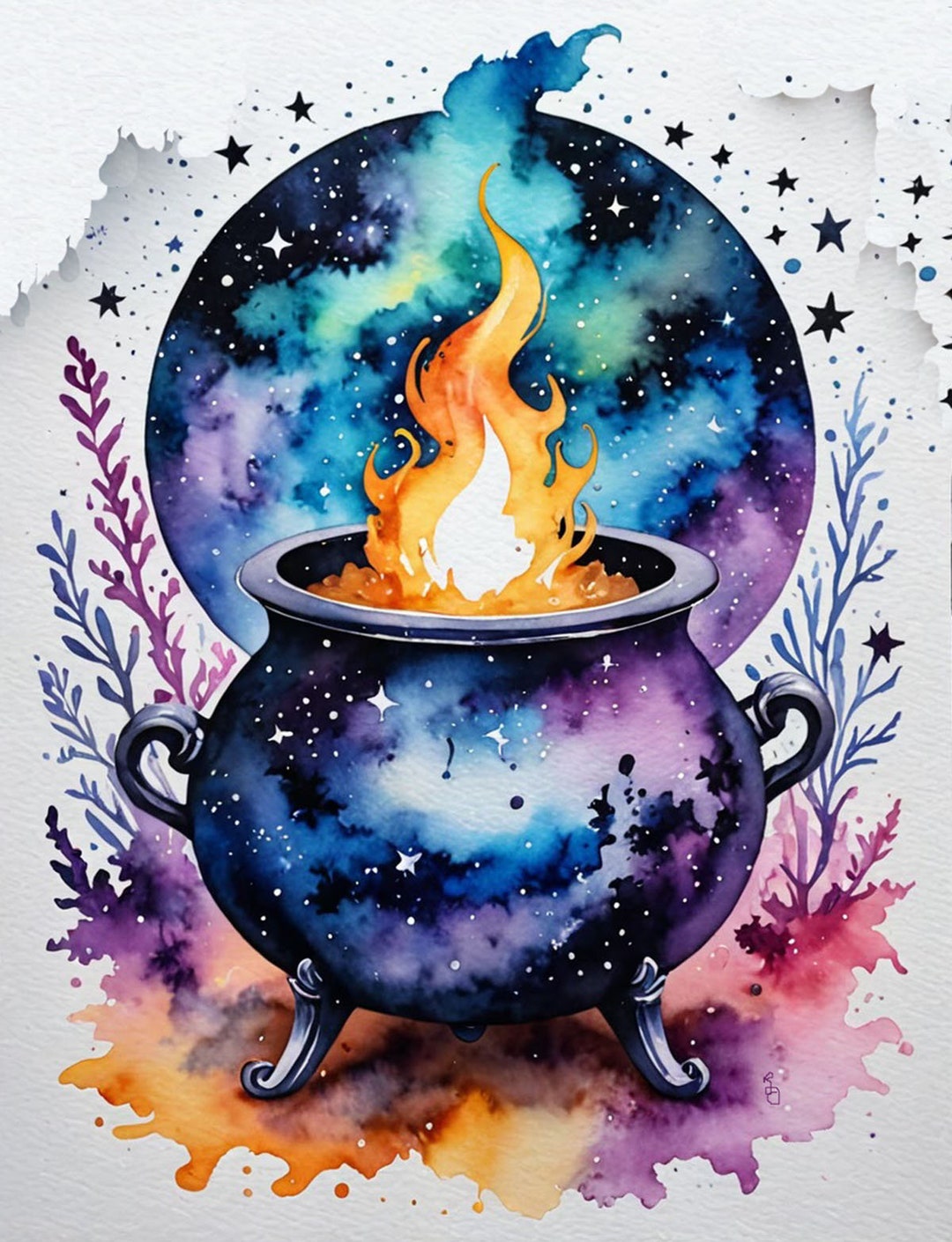 Galaxy Watercolor Print Download Universe Cauldron Scrapbooking ...