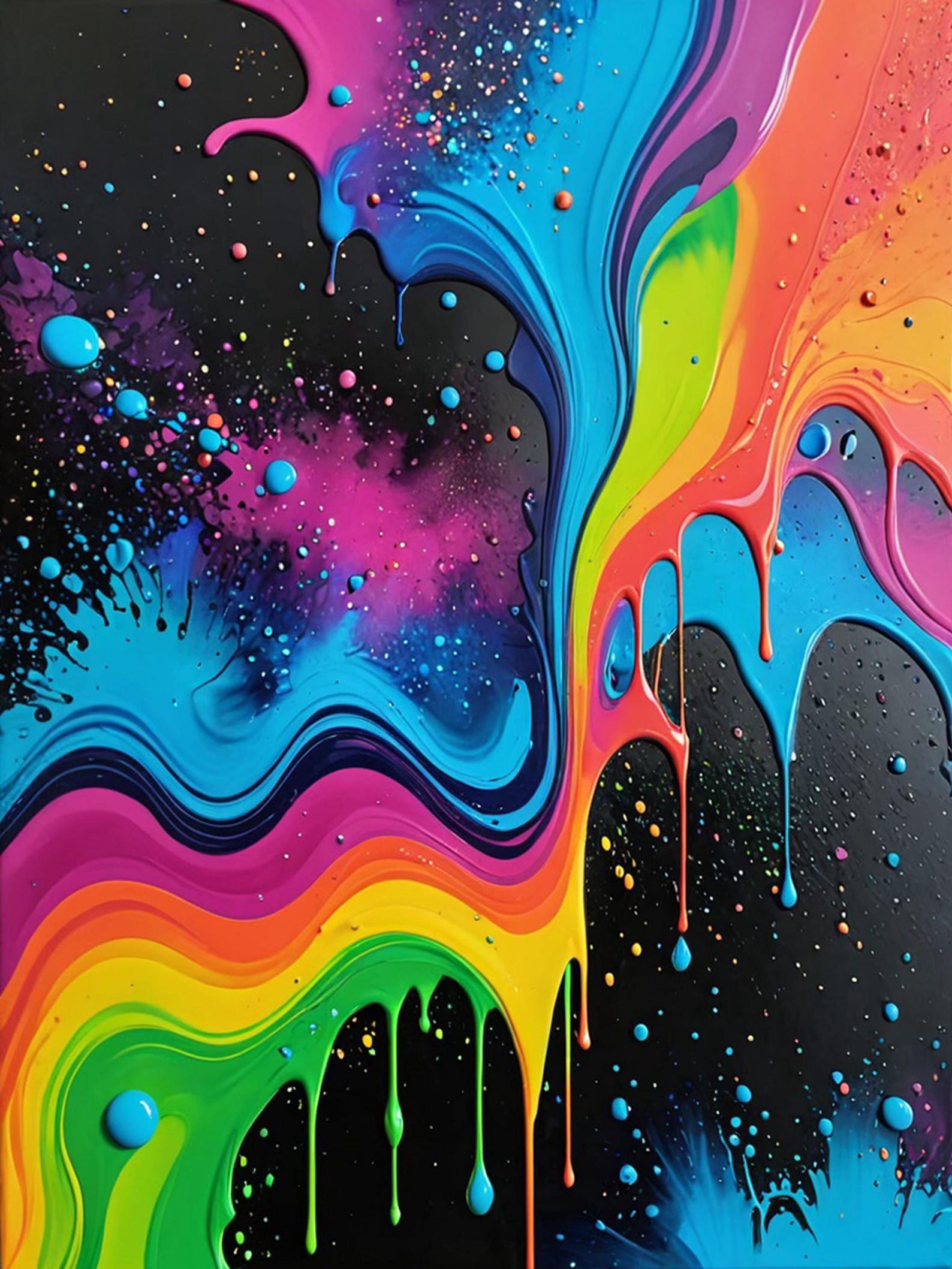 Neon Rainbow Galaxy Drip Abstract Art Print (digital Download) - Etsy