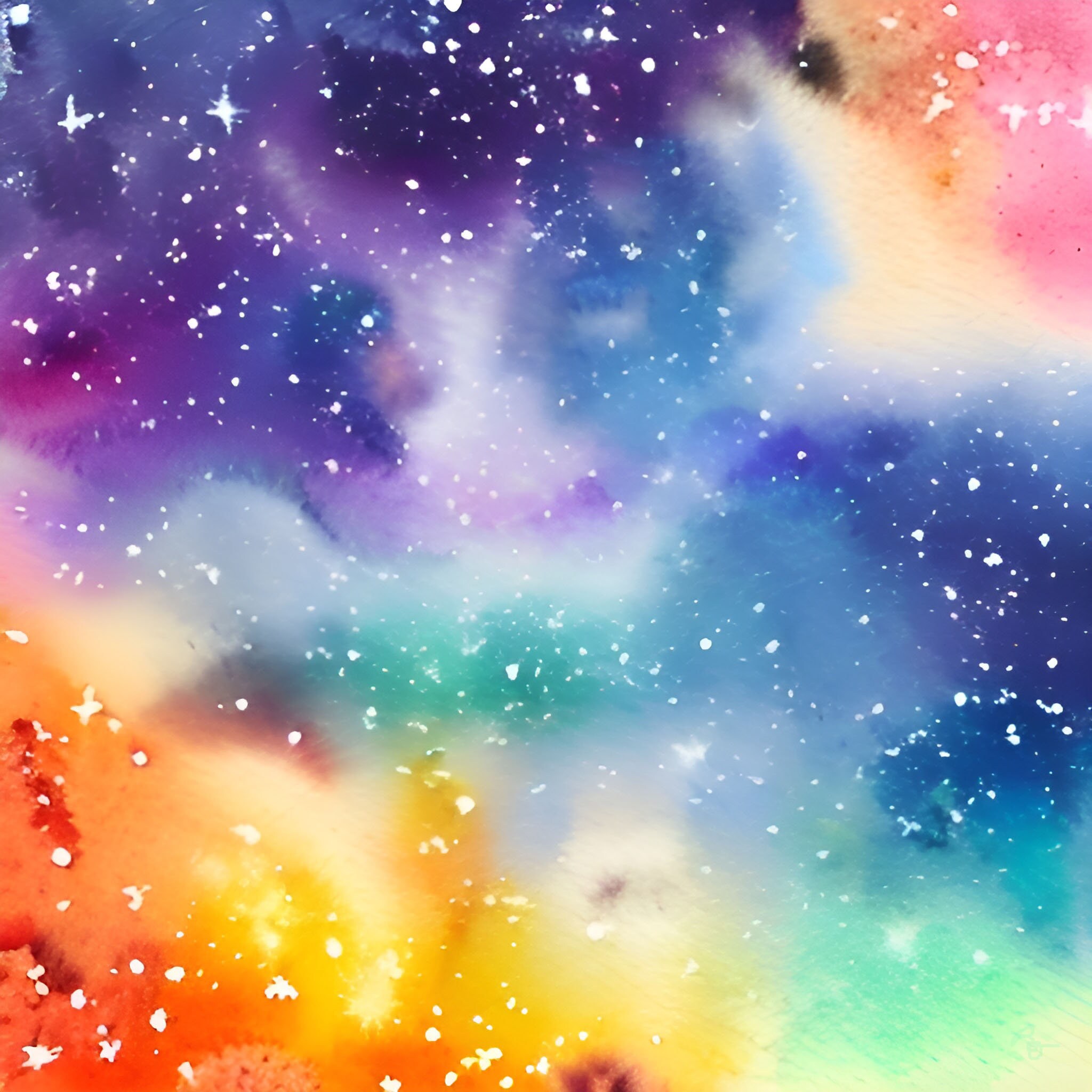 Watercolor Print Galaxy Stars Space Rainbow Digital Download - Etsy
