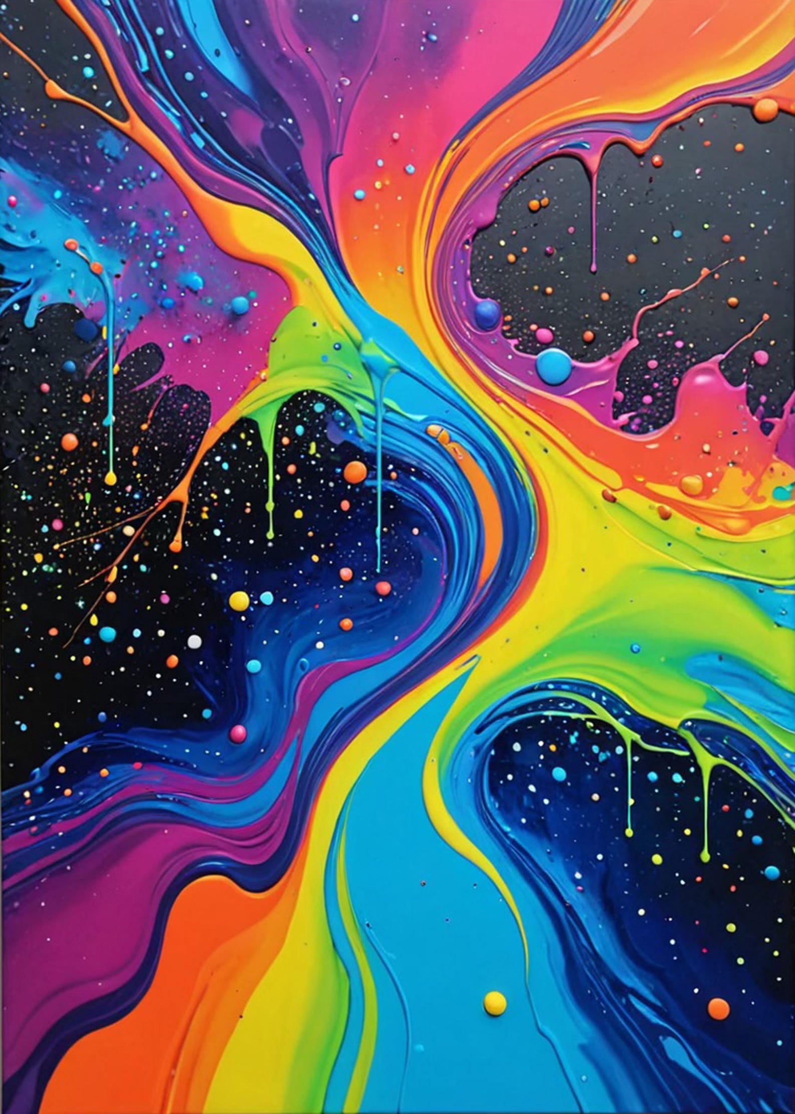 Elevated Drip Pour Neon Spatter Abstract Print Download Bathroom ...