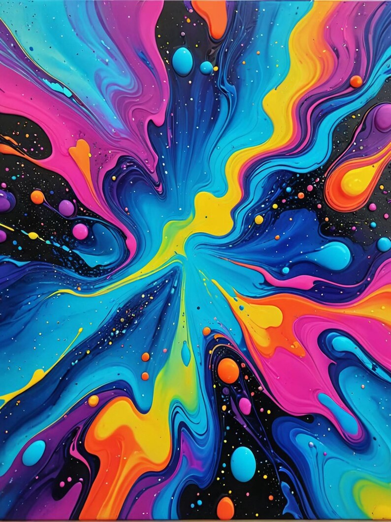 Neon Rainbow Galaxy Spatter Art Print (digital Download) - Etsy