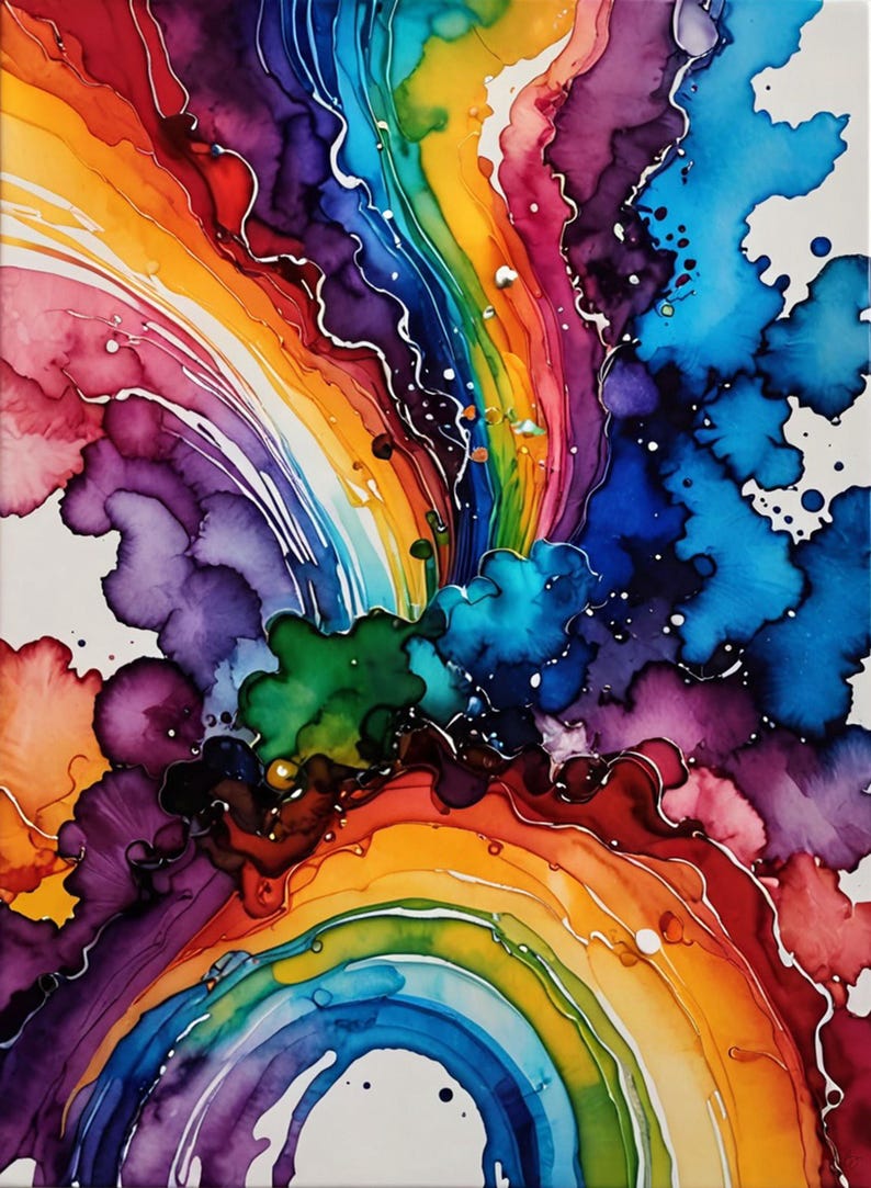 Galaxy Watercolor Print: Rainbow Space Art (digital Download) - Etsy