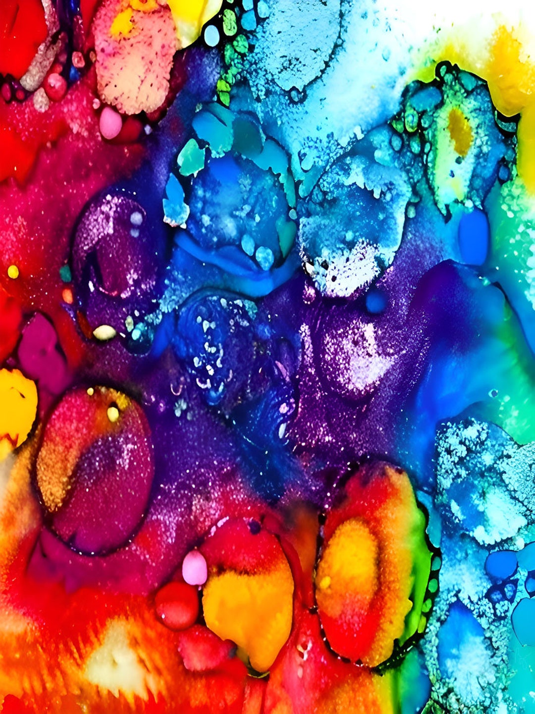 Rainbow Alcohol Ink Abstract Download Bathroom Bedroom Office Spa Home ...