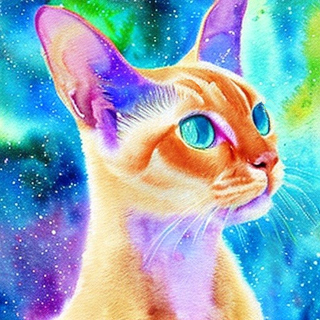 Watercolor Flame Point Siamese Cat Kitten Rainbow Galaxy Download Kids ...