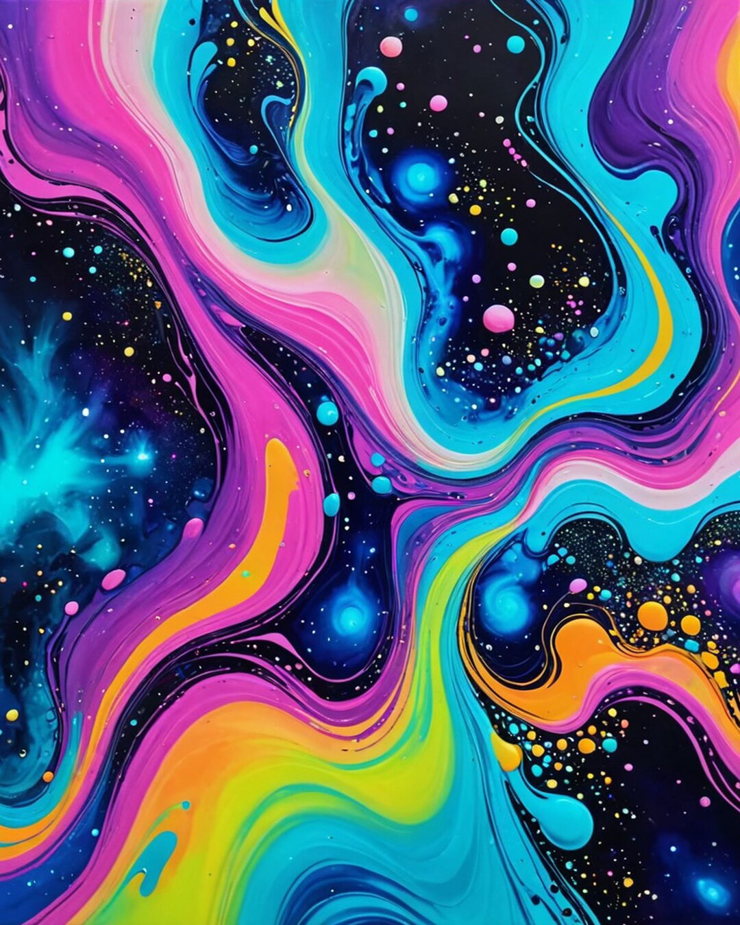 Neon Rainbow Galaxy Drip Pour Painting (digital Download) - Etsy