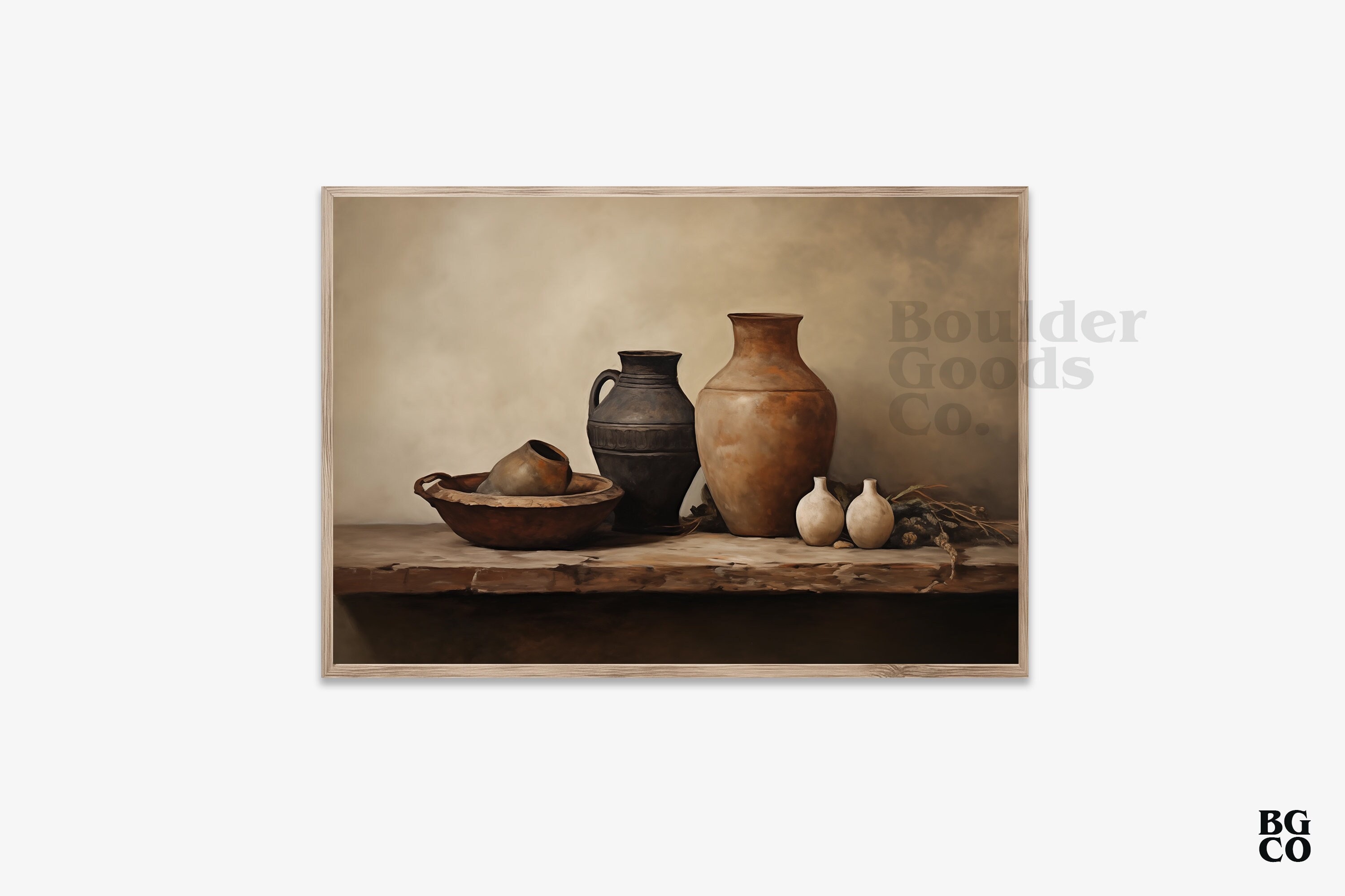 STILL LIFE POTTERY Print, Still Life Painting, Pottery Print, Old World Pottery Painting, Moody ...