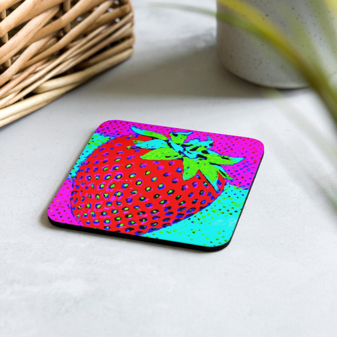 Cork-back Coaster what If Andy Warhol Drew a Strawberry Spring Coaster ...