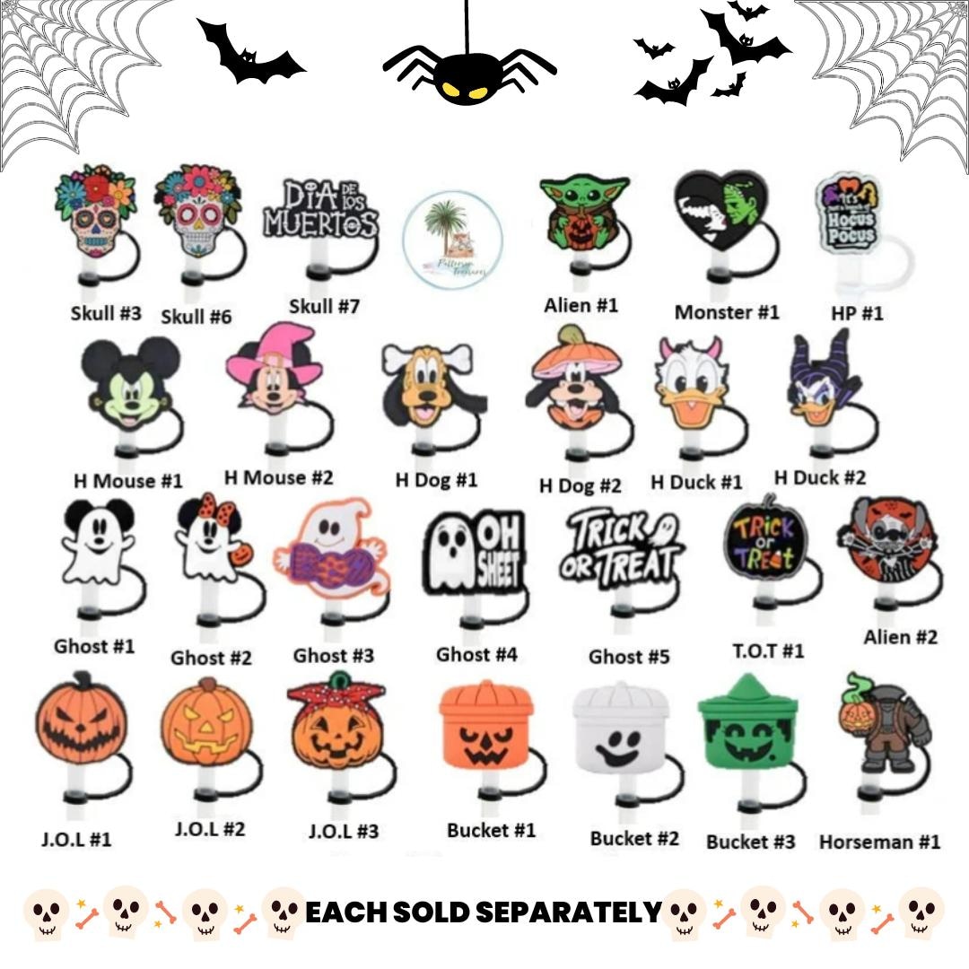 Straw Topper Halloween & Day of the Dead | Pumpkin Straw | Monster ...