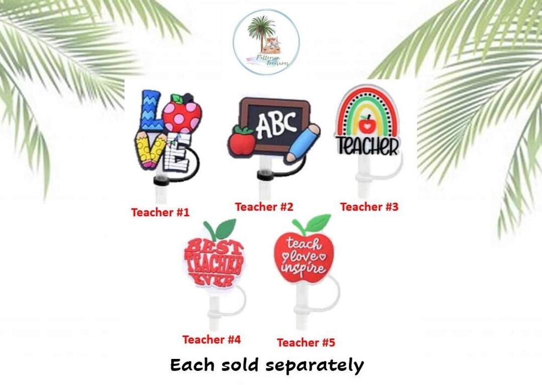 Teacher Straw Topper Teacher Appreciation Gift Teacher Tumbler ...