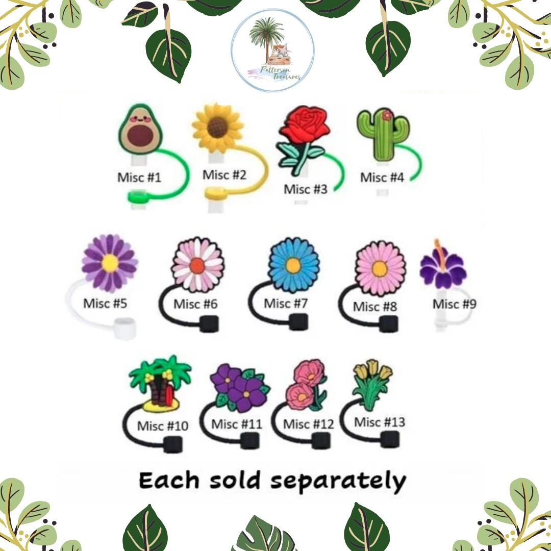 Straw Topper Flower | Stocking Stuffer | Sunflower Straw Topper | Rose ...