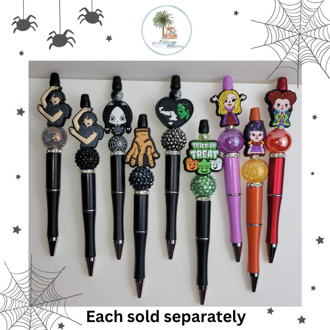 Handmade Halloween Beaded Pen | Spooky Goth Monster Gift - Etsy