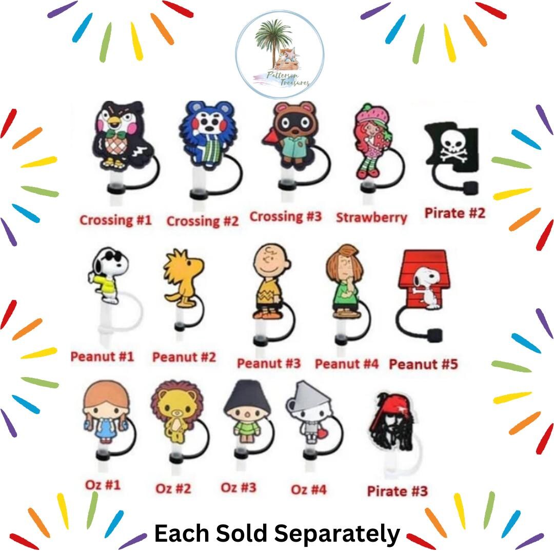 Straw Topper Character | Pirate Straw Cover | Stocking Stuffer | Cup ...