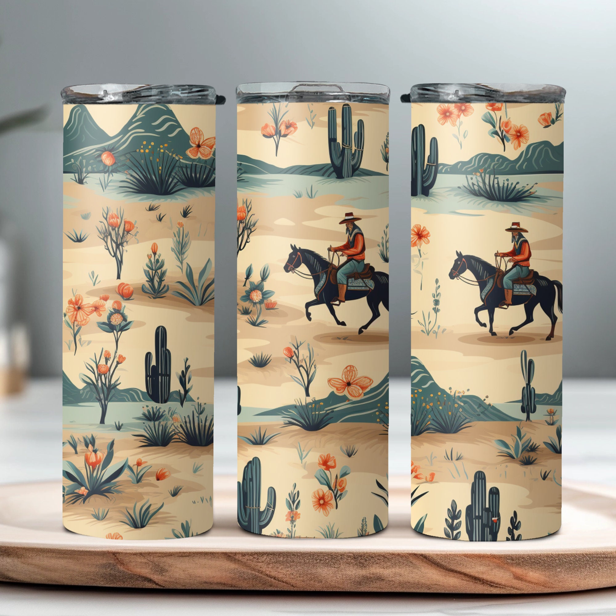 Seamless Wild West Wrap, Sublimation 20 Oz, Skinny, Instant PNG ...