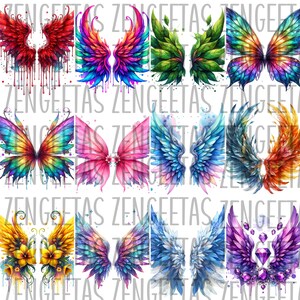 Magical Fairy Wings Clipart, Watercolor Angel Wing Clip Art, Pastel ...