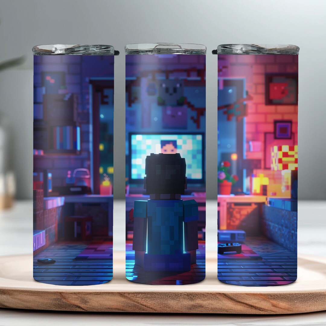 Retro Minecraft Steve Tumbler Wrap, Sublimation 20 Oz, Skinny, Instant ...