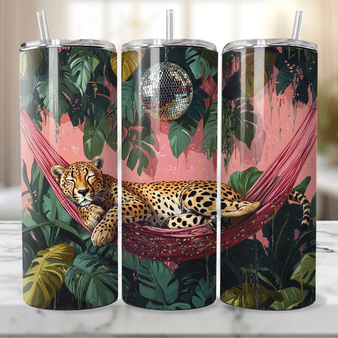 Leopard Disco Ball Tumbler Wrap, Leopard, Maximalist Sublimation ...