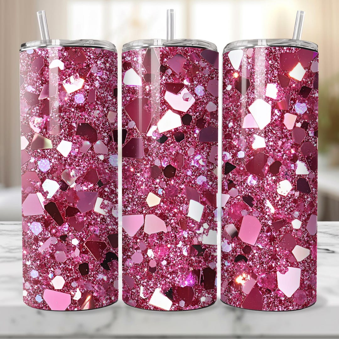 Seamless HD Pink Glitter Tumbler Wrap, Romantic, Sublimation 20 Oz ...