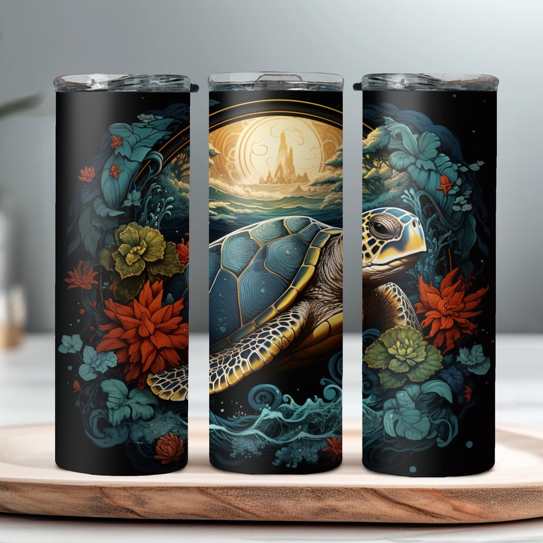 Lagoon Turtle Wrap, Sublimation 20 Oz, Skinny, Instant PNG, Artsy ...