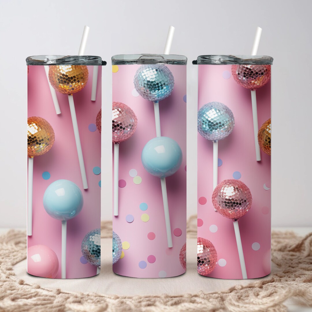 Seamless Disco Ball Lollipop Wrap, 70s Groovy, Retro Wrap, 20 Oz Skinny ...