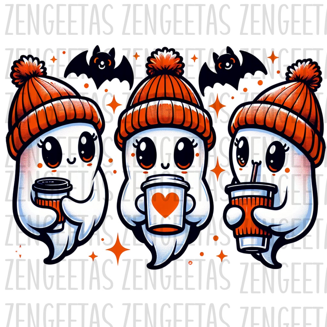 Cute Ghost Png, Halloween Png, Pumpkin Coffee Png, Girly Ghost Png ...