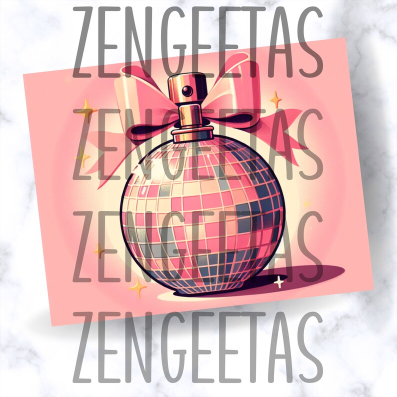 Seamless Pink Coquette Bow Disco Ball, Perfume Bottle, Sublimation 20 ...
