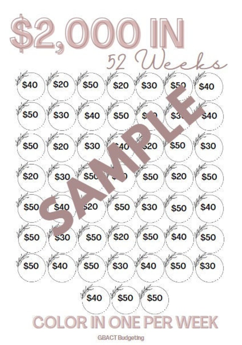 2000 Savings Challenge Printable | 2K Savings Challenge | Savings ...