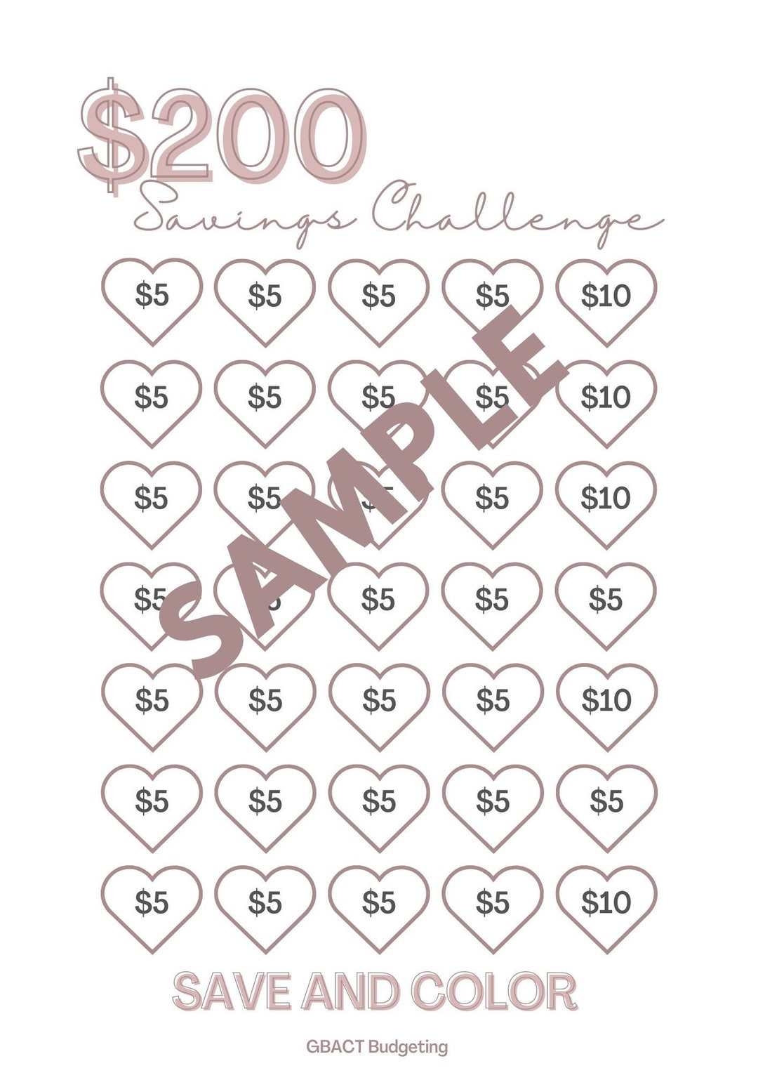 200 Savings Challenge | Save 200 | Digital Download - Etsy