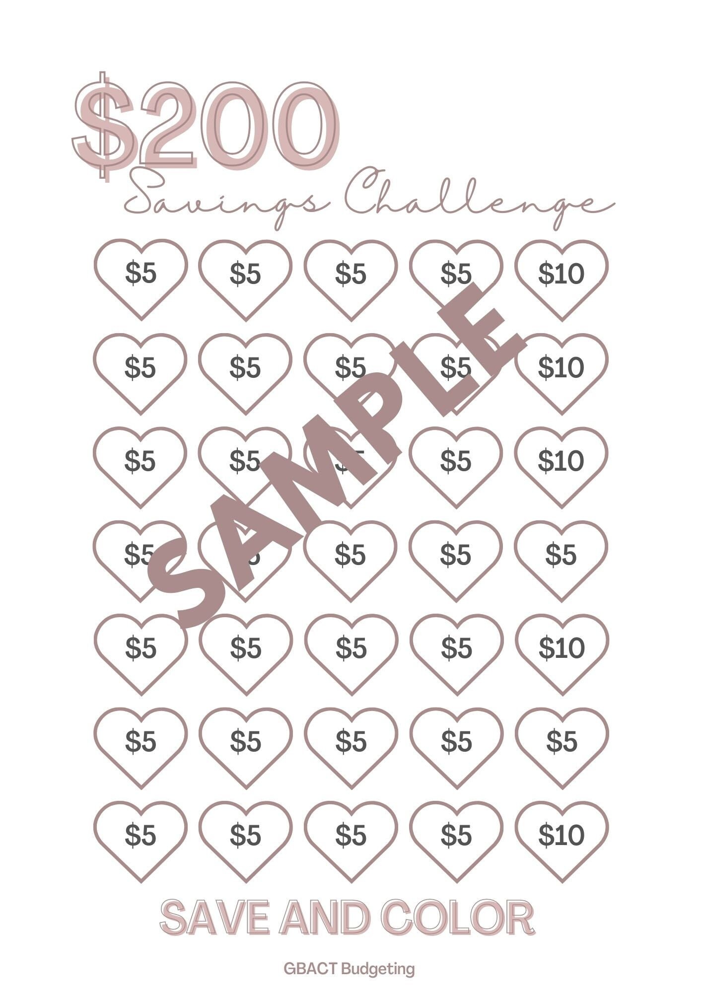 200 Savings Challenge | Save 200 | Digital Download - Etsy