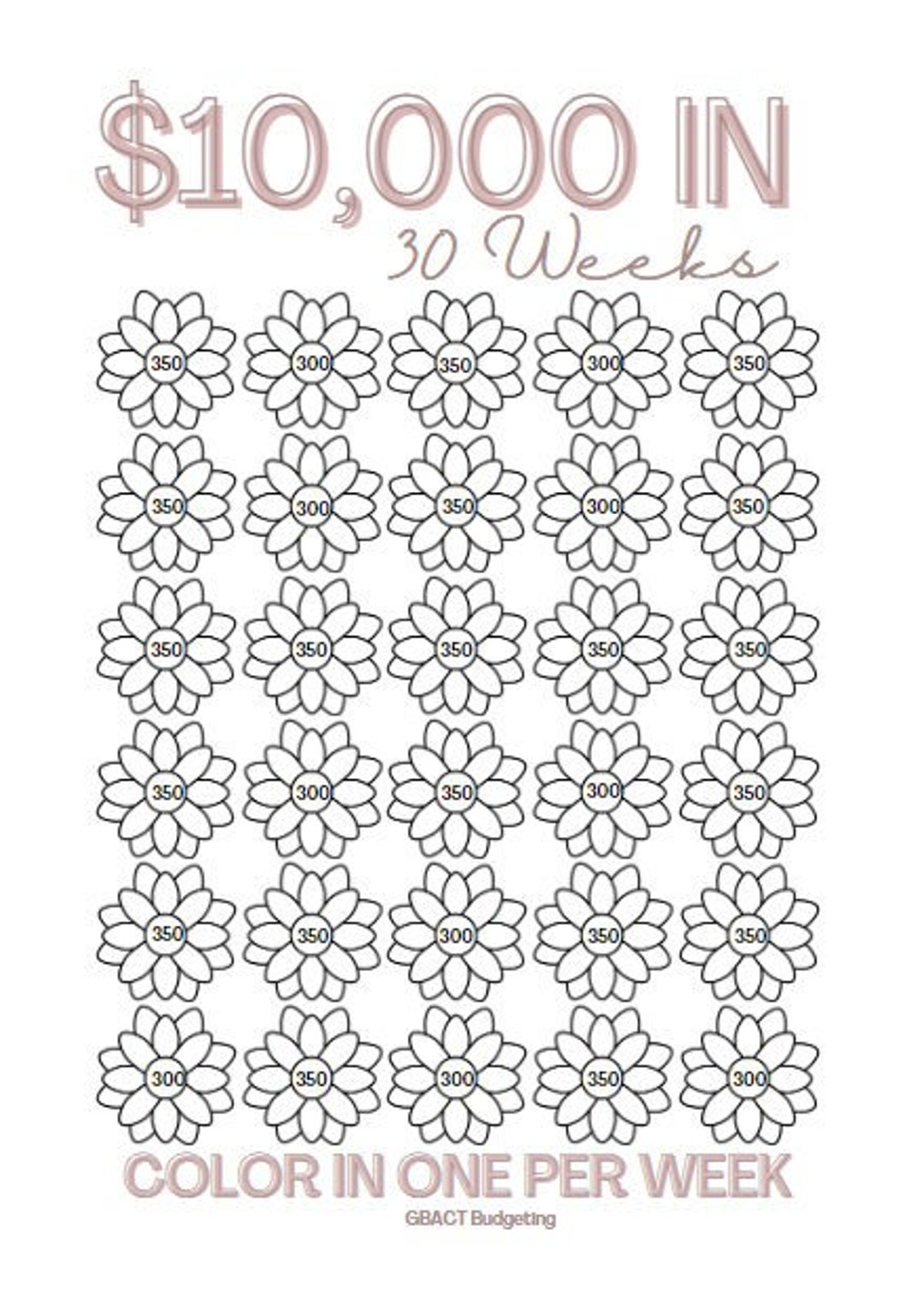 10000 Savings Challenge Flower Printable | 10K Savings Challenge ...