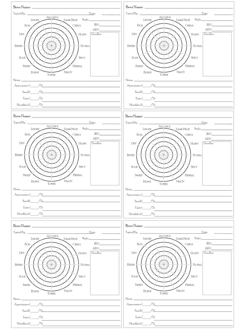 Beer Tasting Log Sheets - Etsy