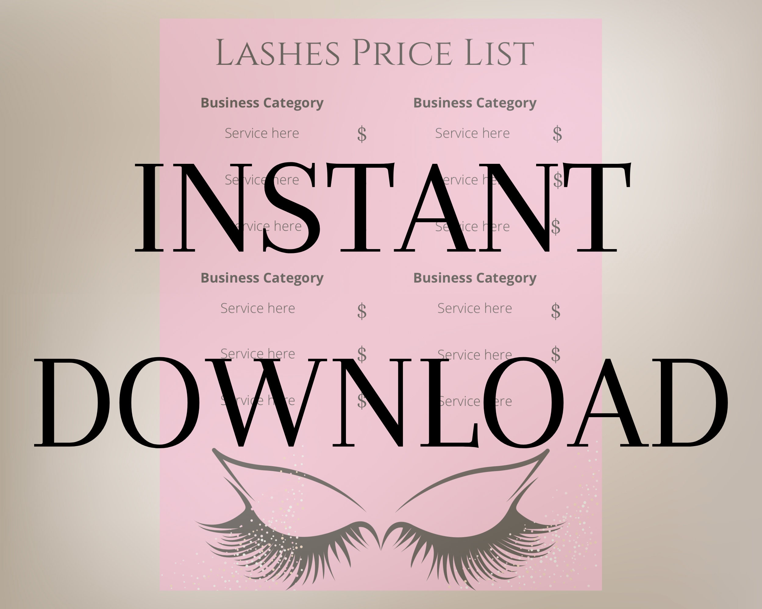 Editable Lashes Price List | Template | Printable | Instant Download ...