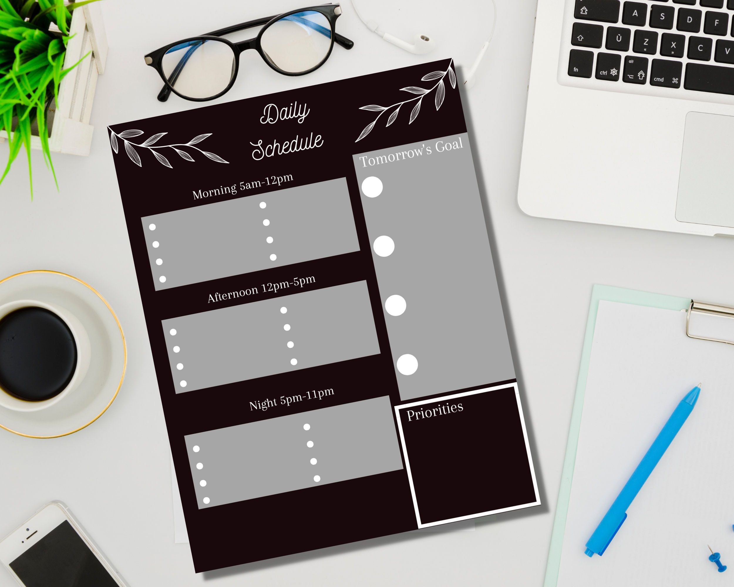 Daily Schedule Template | Planner | Canva | Editable | Printable ...