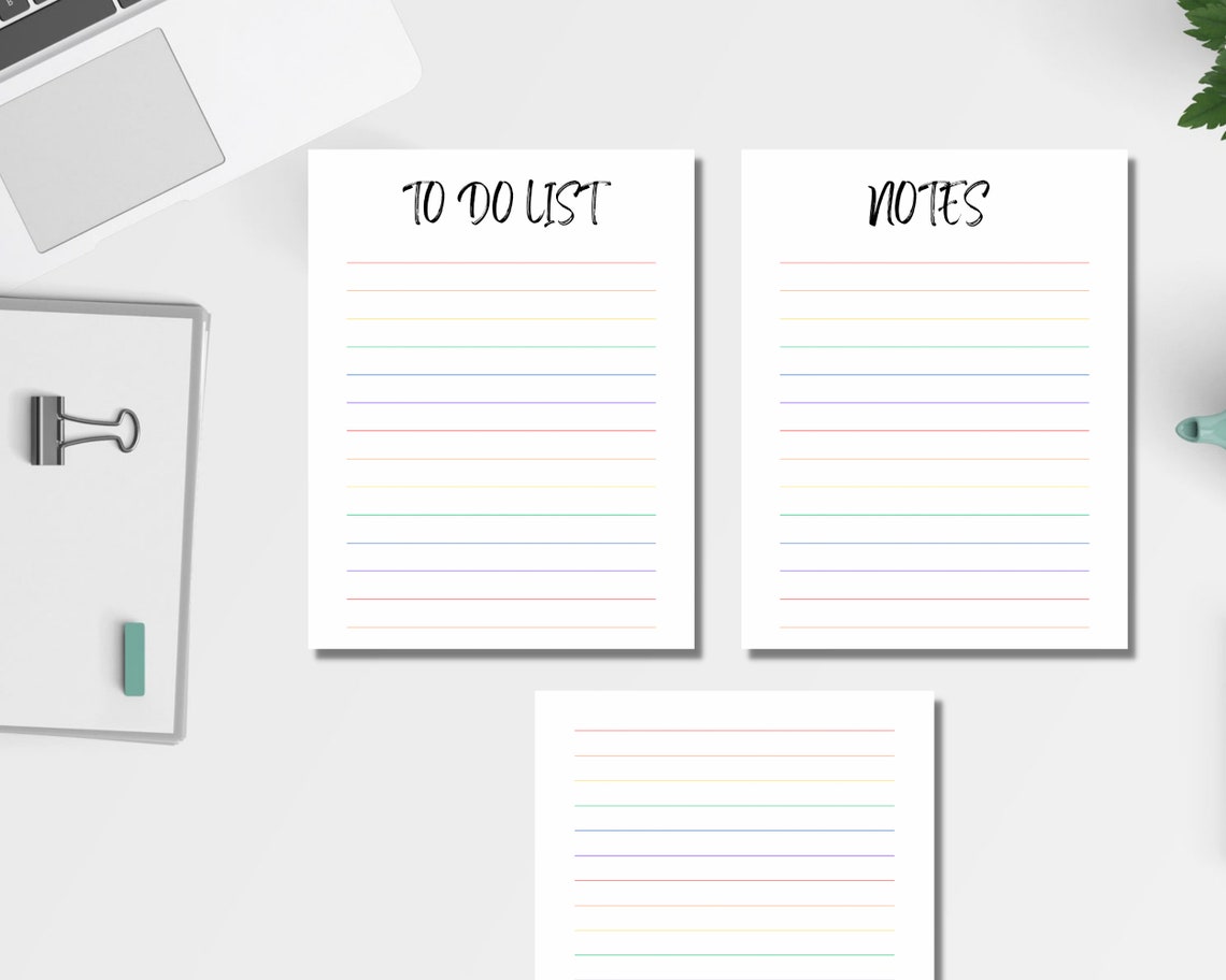 Printable Lined Paper | Rainbow Line Color | Notes Page | to Do List ...